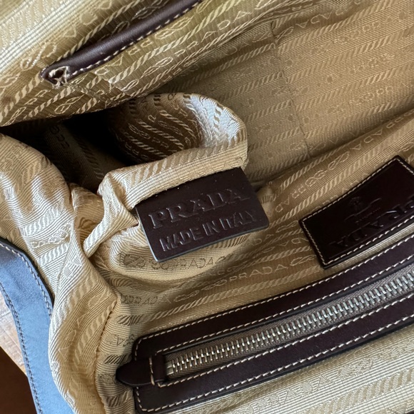 Prada | Bags | Vintage Prada Milano Vintage Top Handle Logo Jacquard Beige Handbag | Poshmark